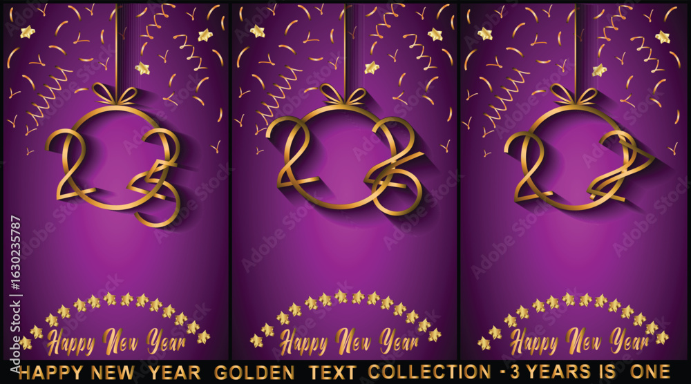 Stock-Vektorgrafik „2025, 2026 and 2027 Happy New Year Backgrounds for ...