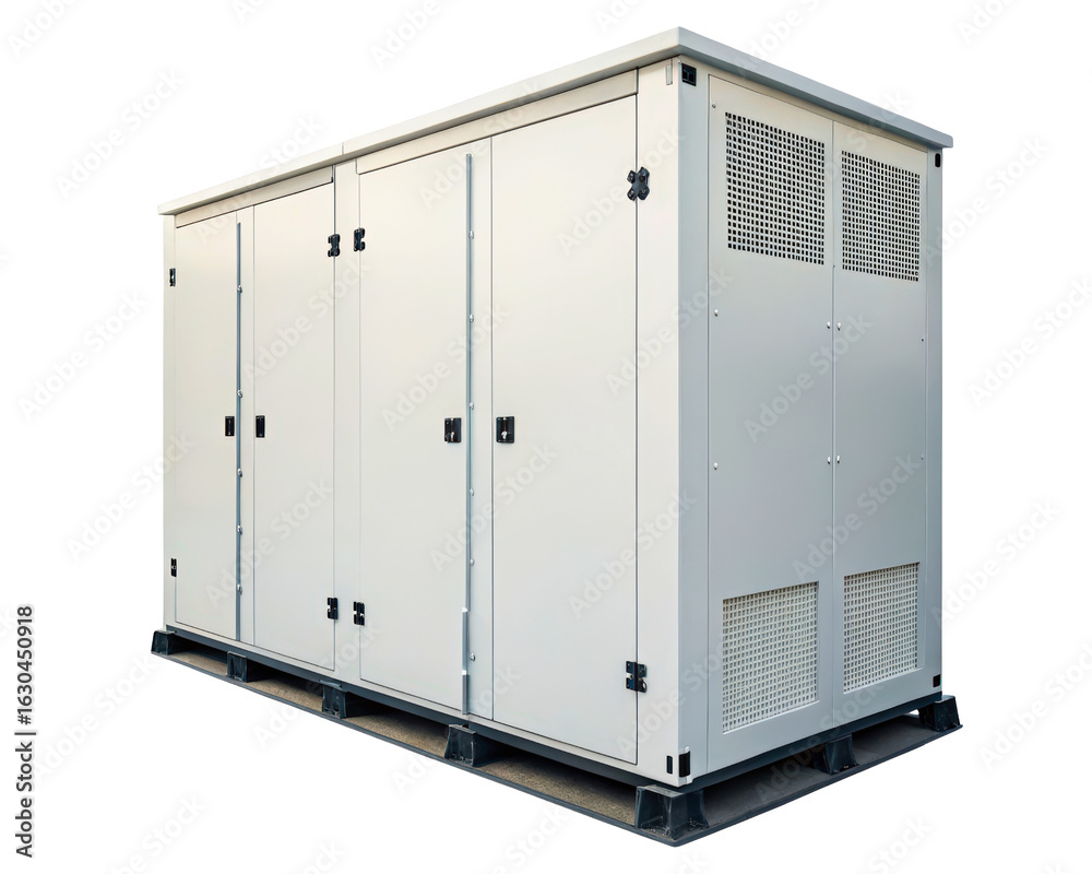 Large industrial metal cabinet for an outdoor power generator on a ...