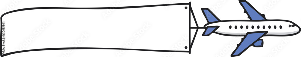 Airplane pulling blank banner for advertising or messaging with blue ...