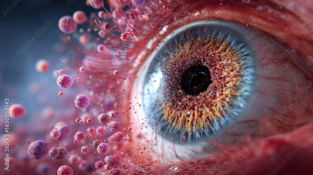 Medical image showing allergyinduced tear film breakdown and vivid ...