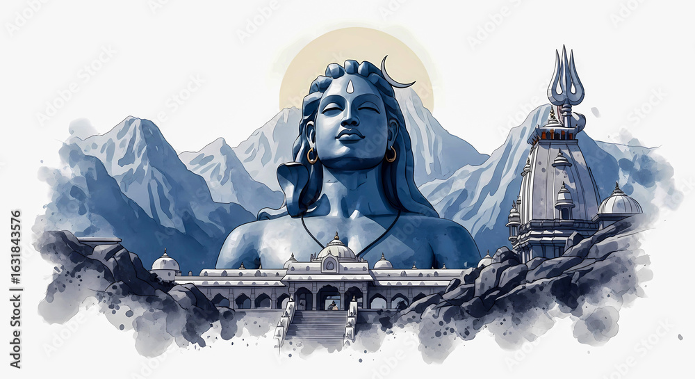 Lord Shiva Temple in the Himalayas, Divine Hindu Art with Majestic ...