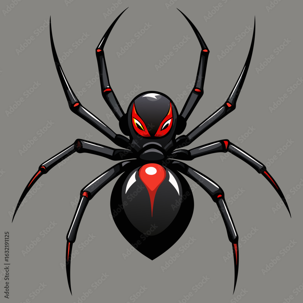 Download Widow Spider Black Color Vector Art Illustration Eps File For ...
