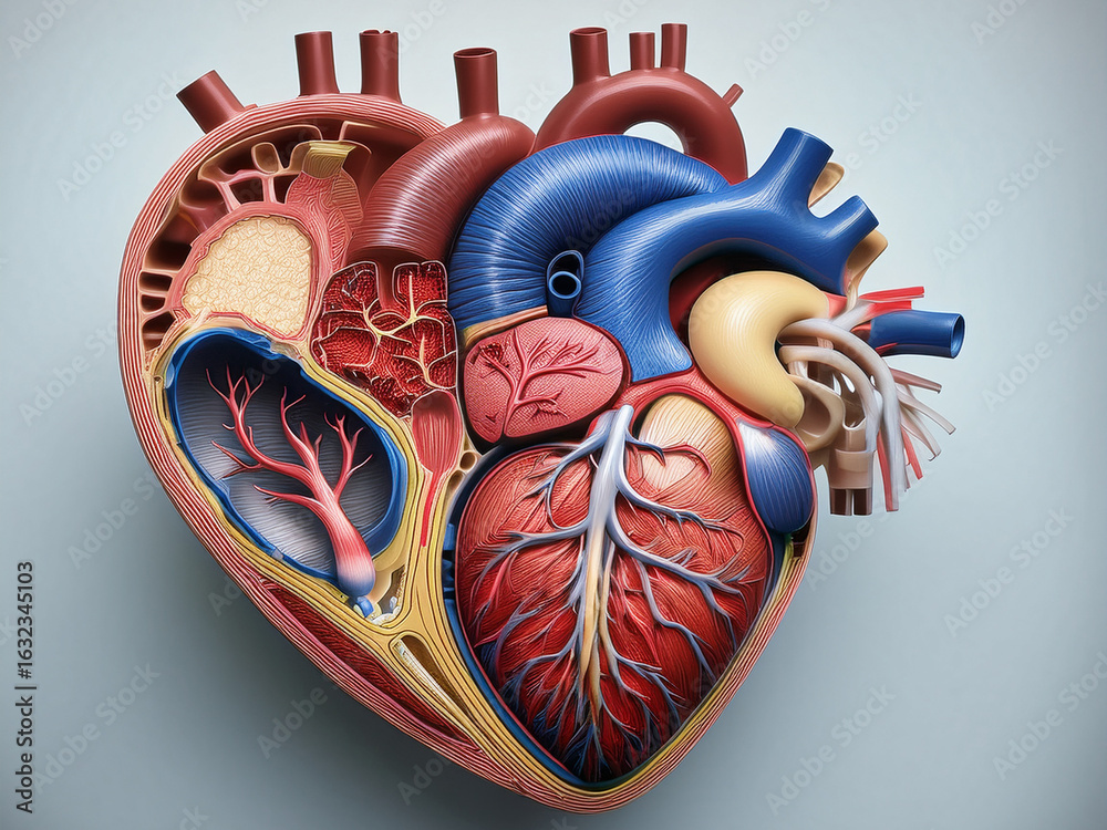 Human heart cutaway showing left and right ventricles in 3D Educational ...