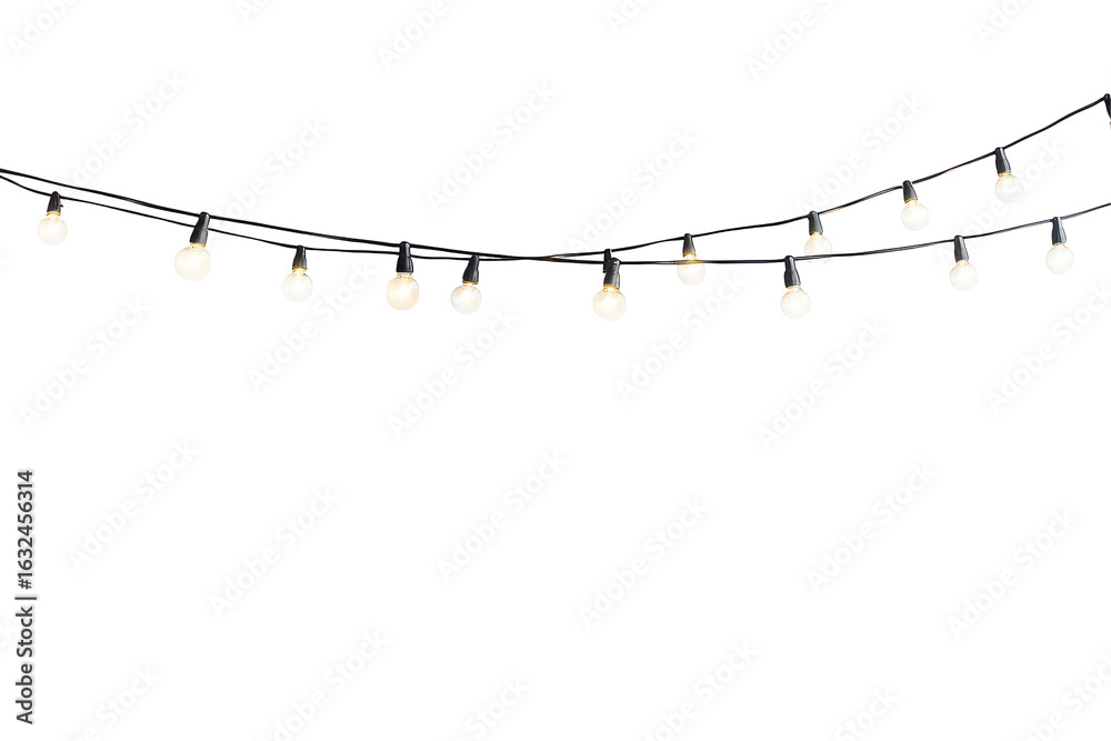 String of warm white fairy lights isolated on transparent background ...