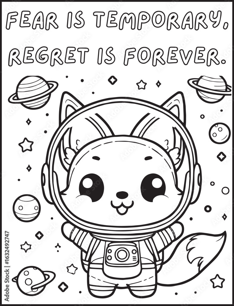 Motivational coloring page for kids and adults: Printable space ...