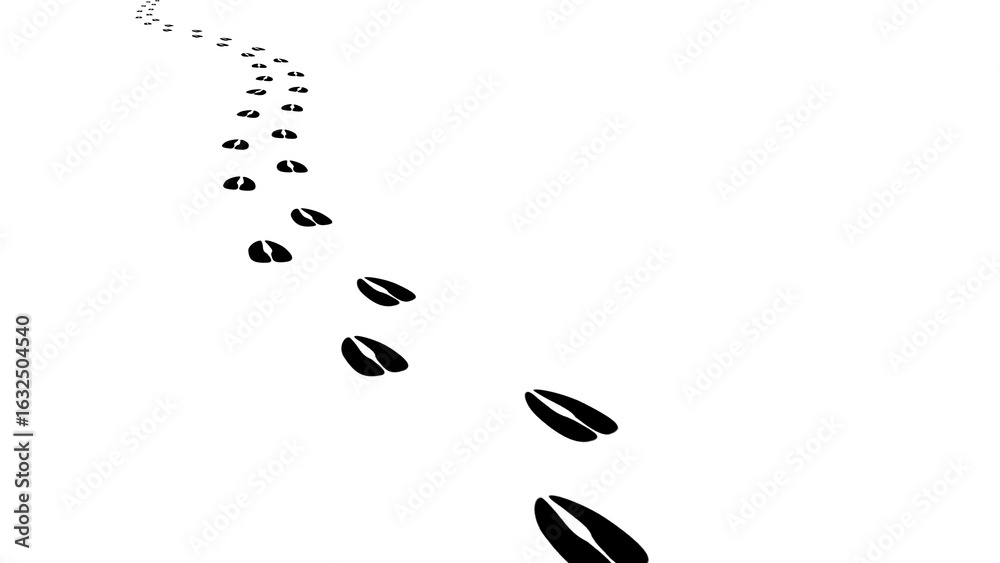 Path footprints of horse, cow, goat, sheep, deer, elk, antelope ...