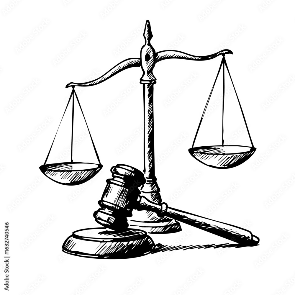 Scales of justice and gavel representing Image FX, depicted in a ...