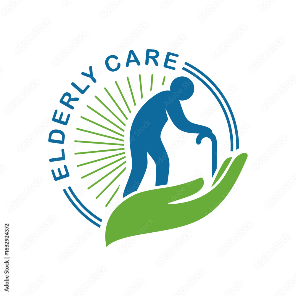 Elderly care logo vector illustration template. Simple letter design ...