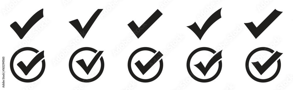 Image vectorielle Stock Set of Black Checkmark icon set vector. Check ...