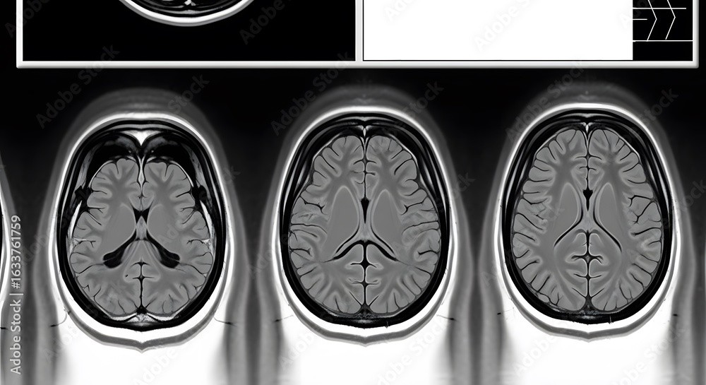 Axial MRI Brain Scan Slices Showing Cerebrum and Cortical Structures 素材 ...
