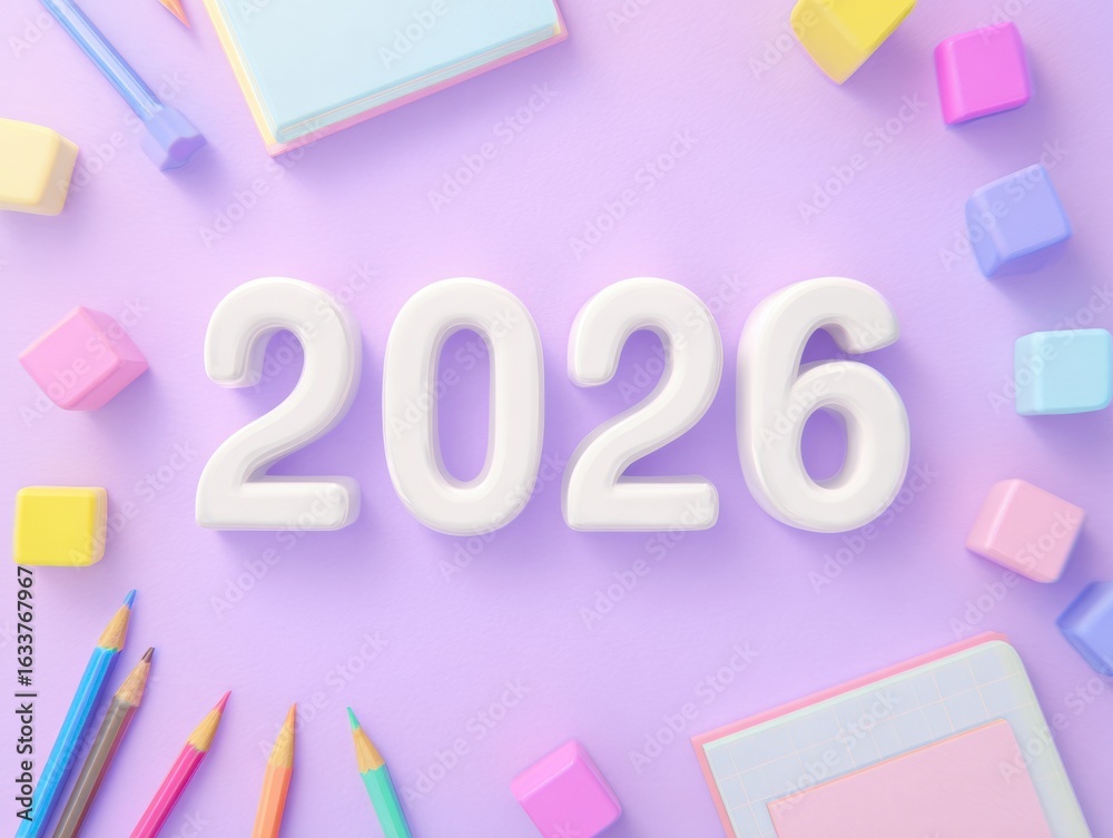 Ultra realistic minimalist design featuring the numbers 2026 with ...