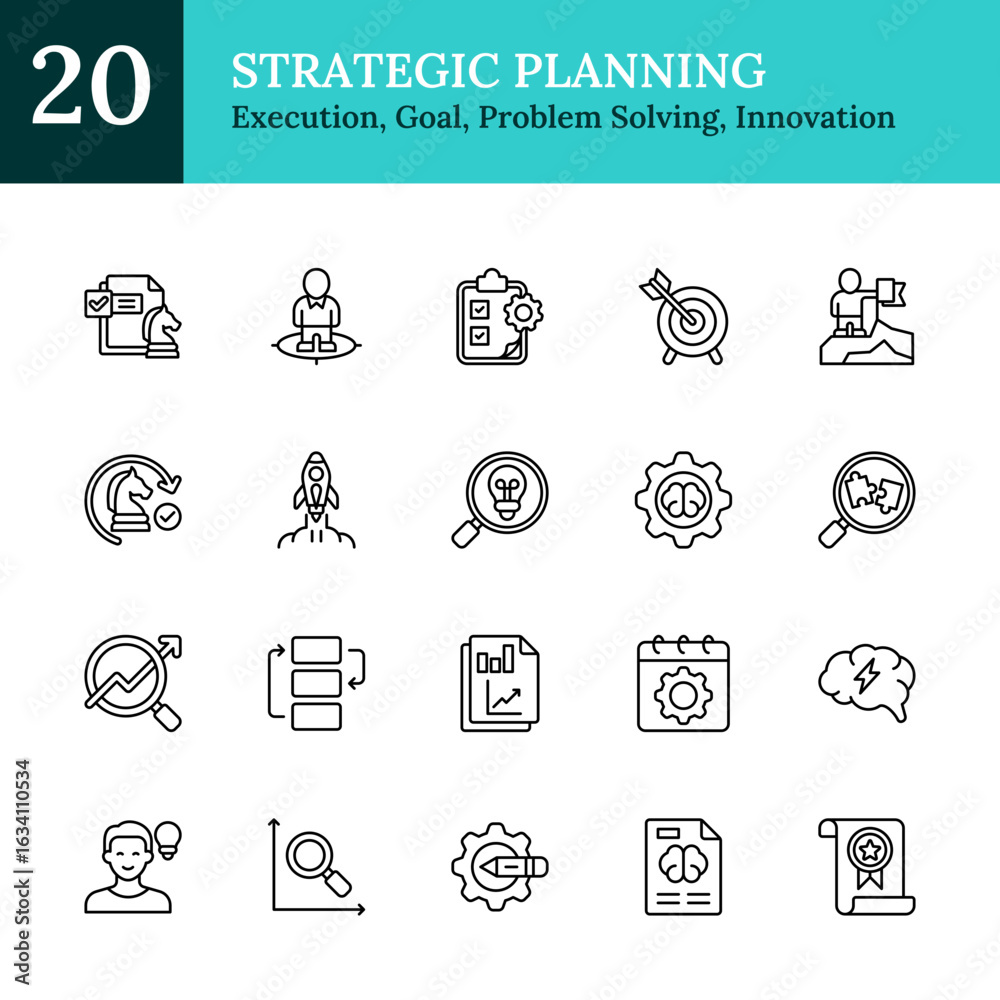 Strategic Planning Outline Icon Sheet Design Vector - strategy ...