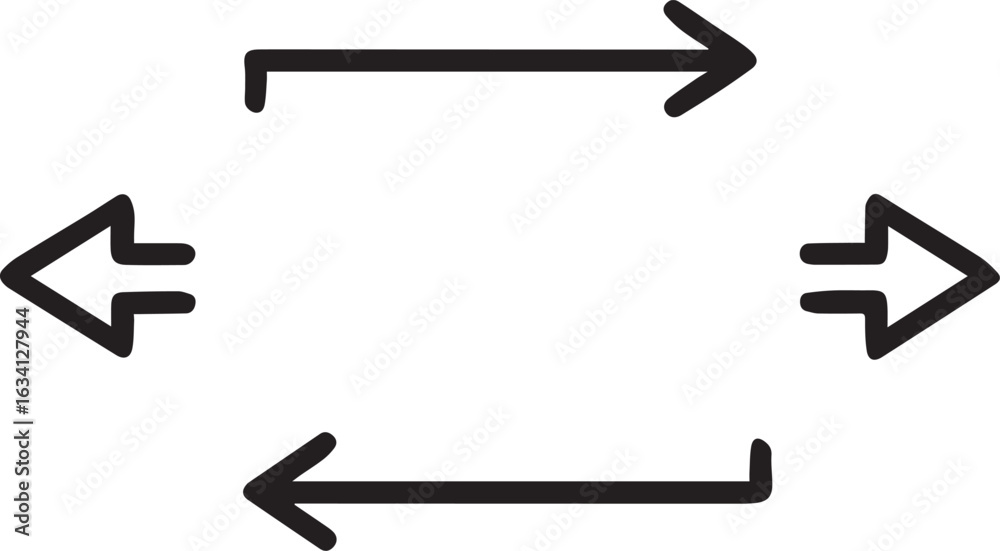 Arrows Symbol: A visual representation of direction and movement. Four ...