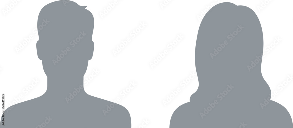 Stock-Vektorgrafik „Grayscale faceless male and female avatars ...