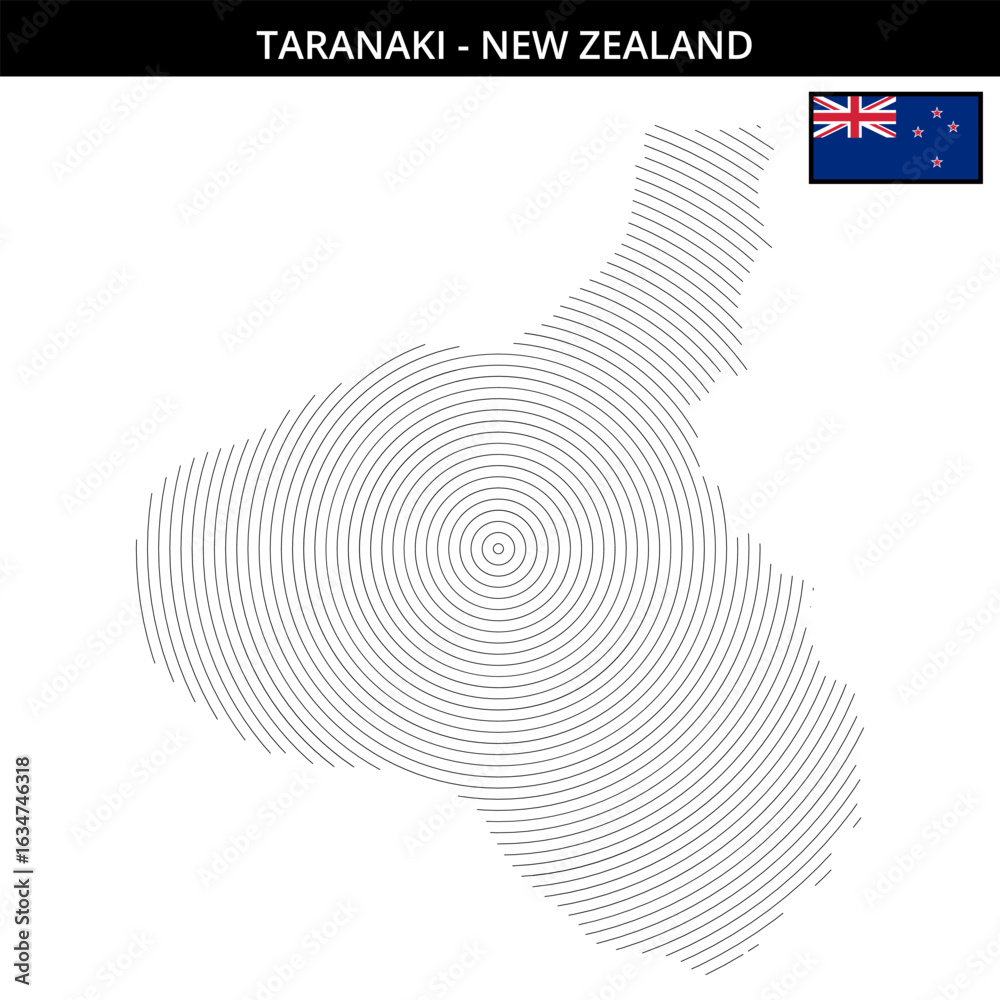 Geographical map of Taranaki New Zealand with country flag Stock Vector ...