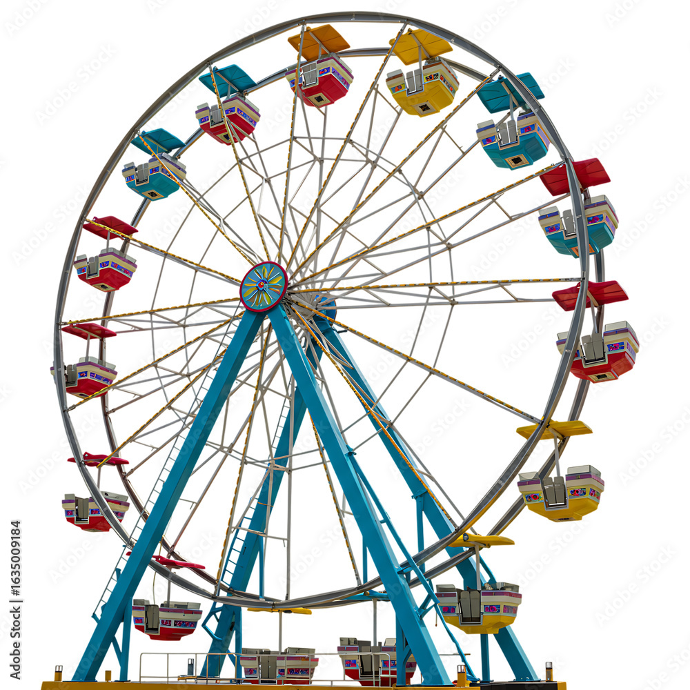 Ferris Wheel Amusement Park Ride Front View On Isolated Transparent ...