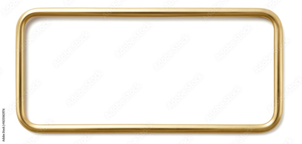 Polished gold rectangle frame with rounded corners. Minimalist design ...