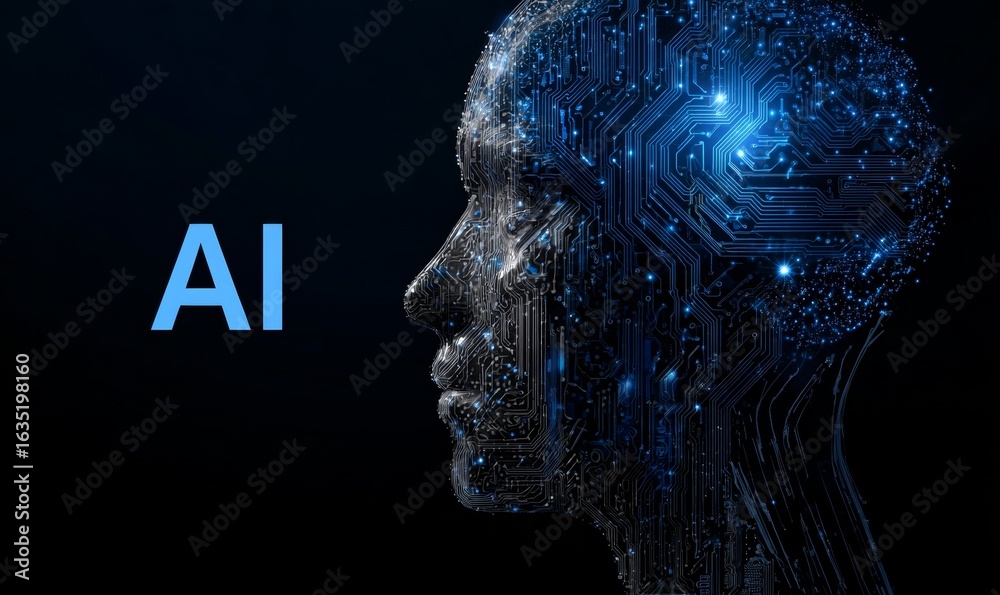 Futuristic Digital Human Profile with Neural Network Overlay for AI and ...
