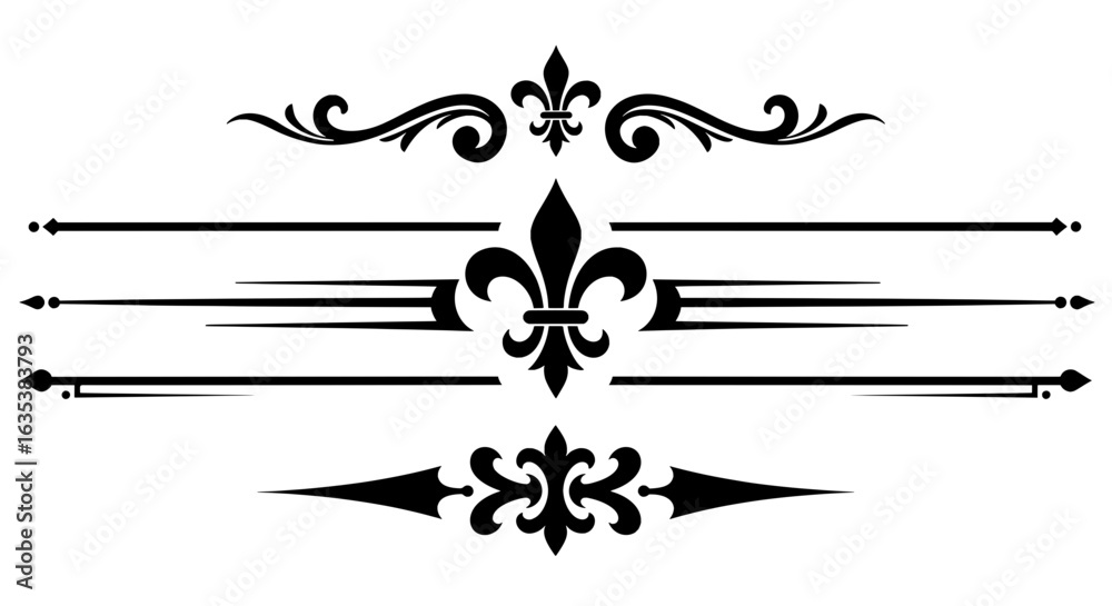 A vector set of royal page dividers and ornaments featuring the classic ...