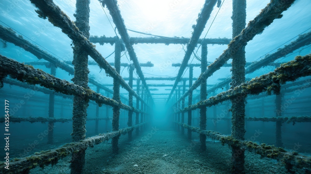 Submerged Data Center with Marine Life on Walls Stock Photo | Adobe Stock