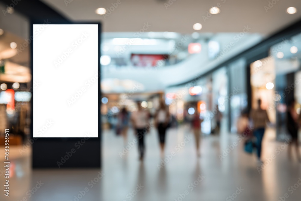 Blank Advertisement Billboard Mockup in Modern Shopping Mall, Blurred ...