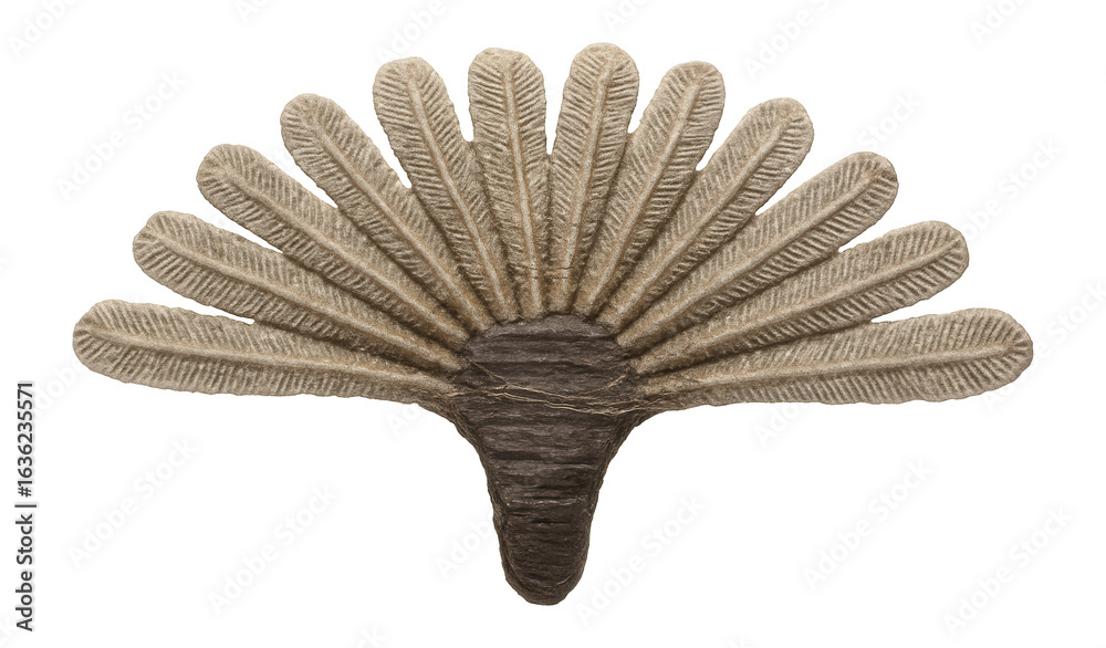 Segment of graptolite showing a fan-shaped arrangement of thecae ...