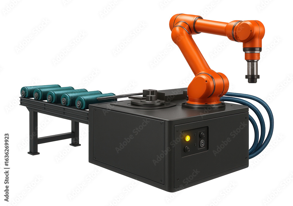 Automated rebar bending station with conveyor feed system and robotic ...