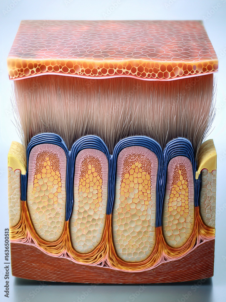 Hair follicle diagram with labeled parts for biology education and ...