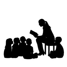 Teacher reading a book | Public domain vectors