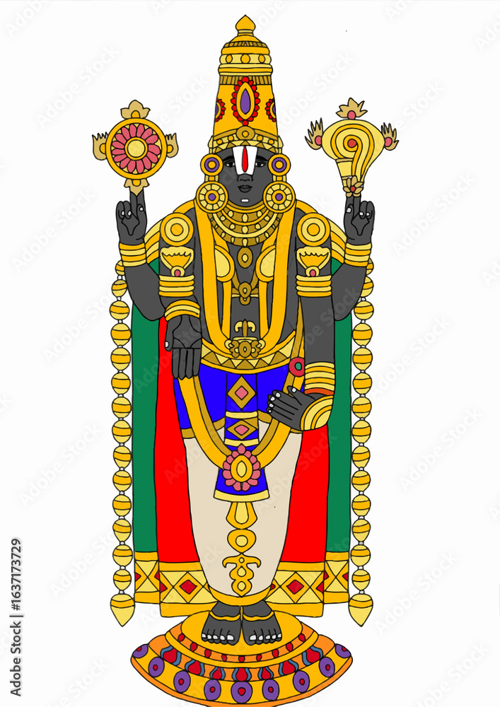 hand drawn digital art of lord tirupati balaji Stock Illustration ...