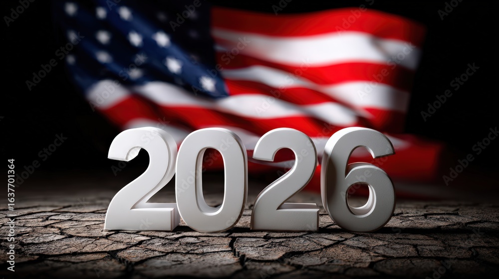 2026 Year Concept With USA National Flag Stock Illustration | Adobe Stock