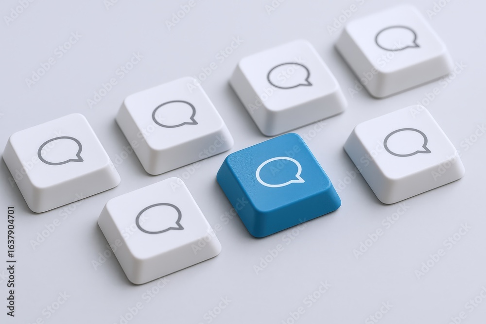 Conceptual Keyboard Keys with Speech Bubble Symbols Representing ...