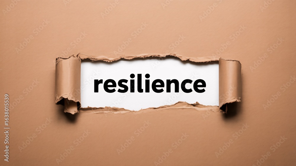 Resilience text torn paper reveal, motivation and grit concept ...