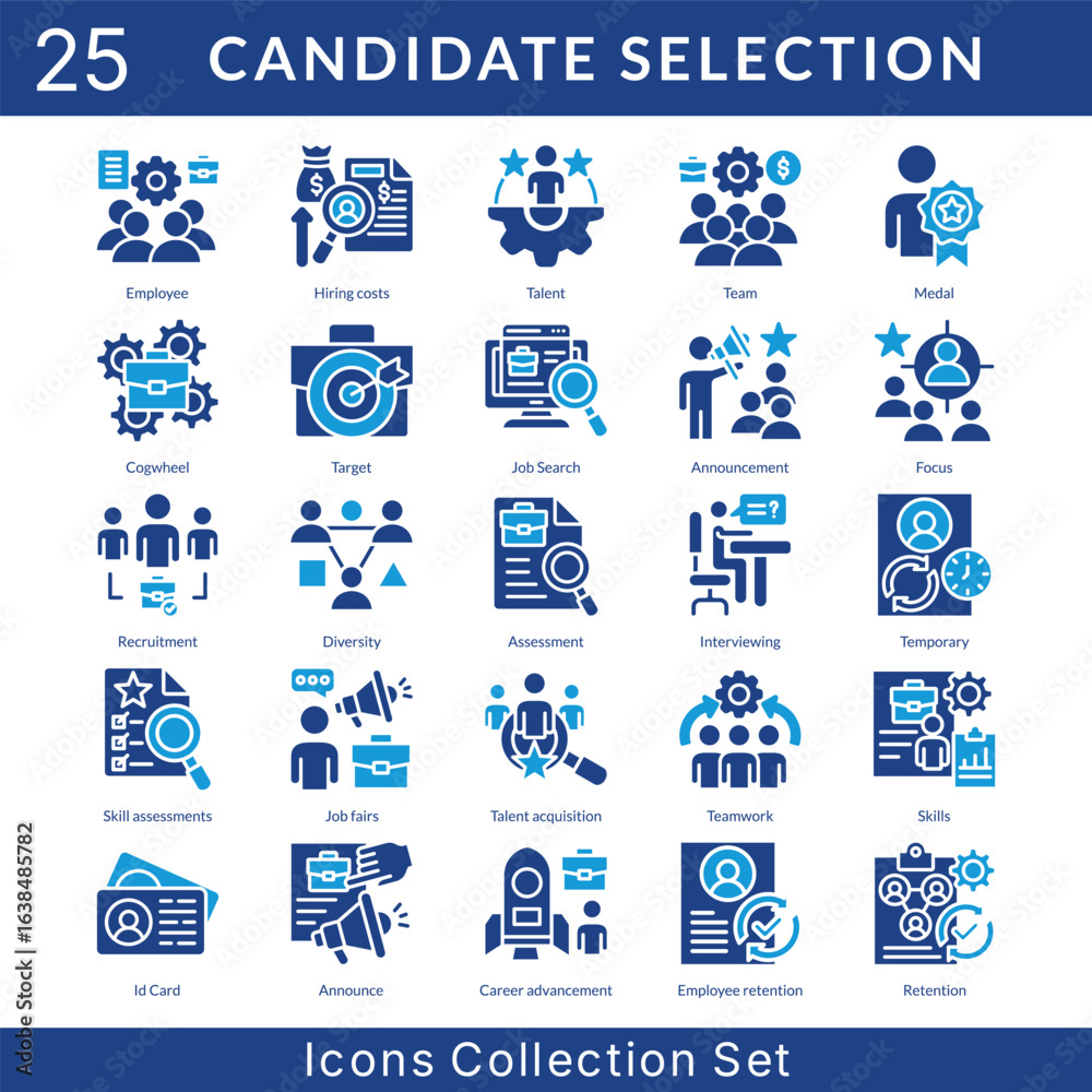 Candidate Selection icon set collection in solid glyph style. an icon ...