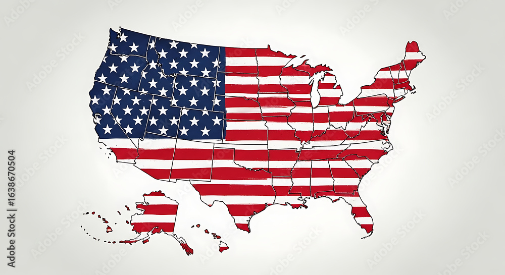 Foto US map, USA map, United States map, USA map with state names, US ...