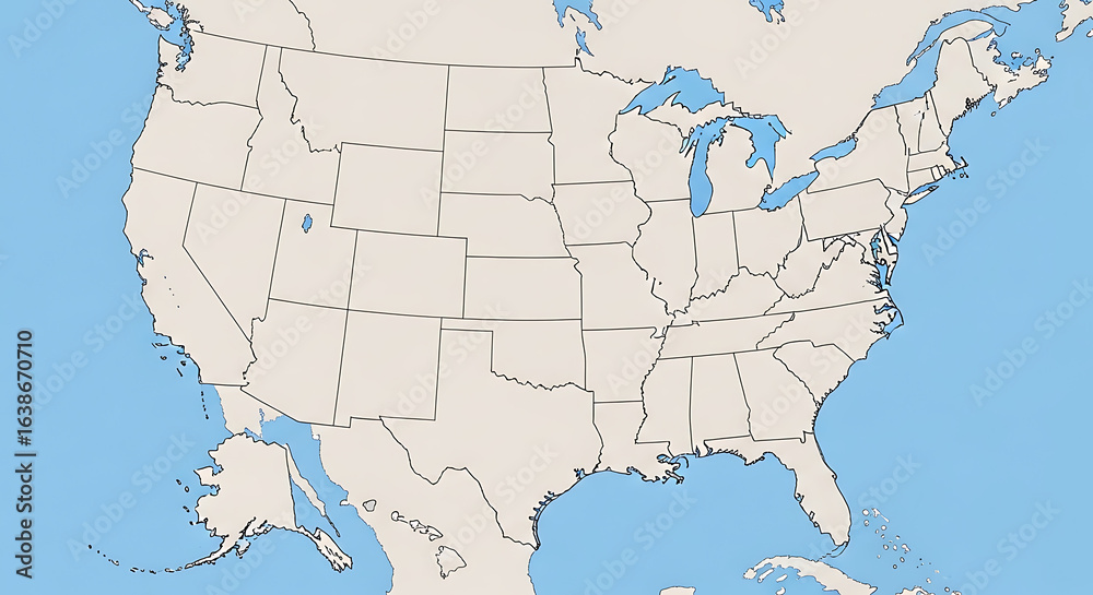 Foto de Stock US map, USA map, United States map, USA map with state ...