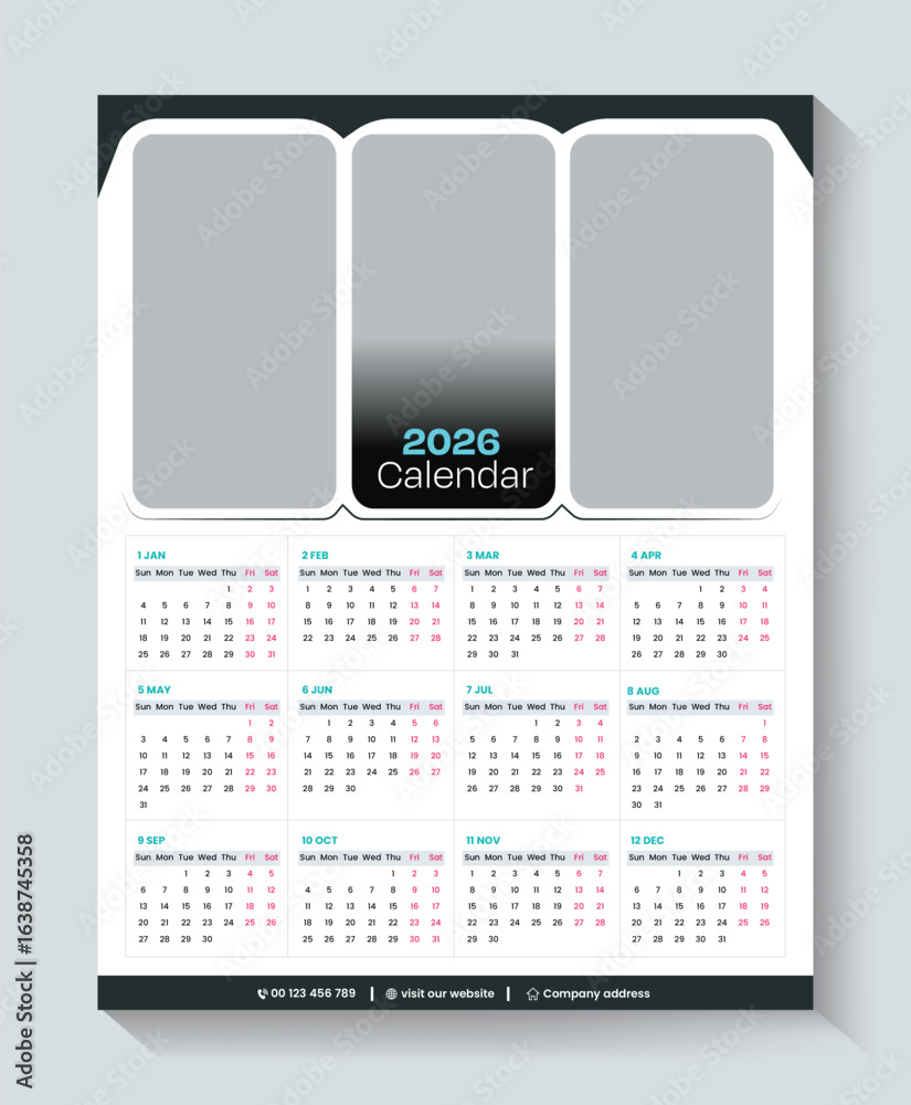 Calendar 2026, calendar 2026 week start Sunday corporate design ...
