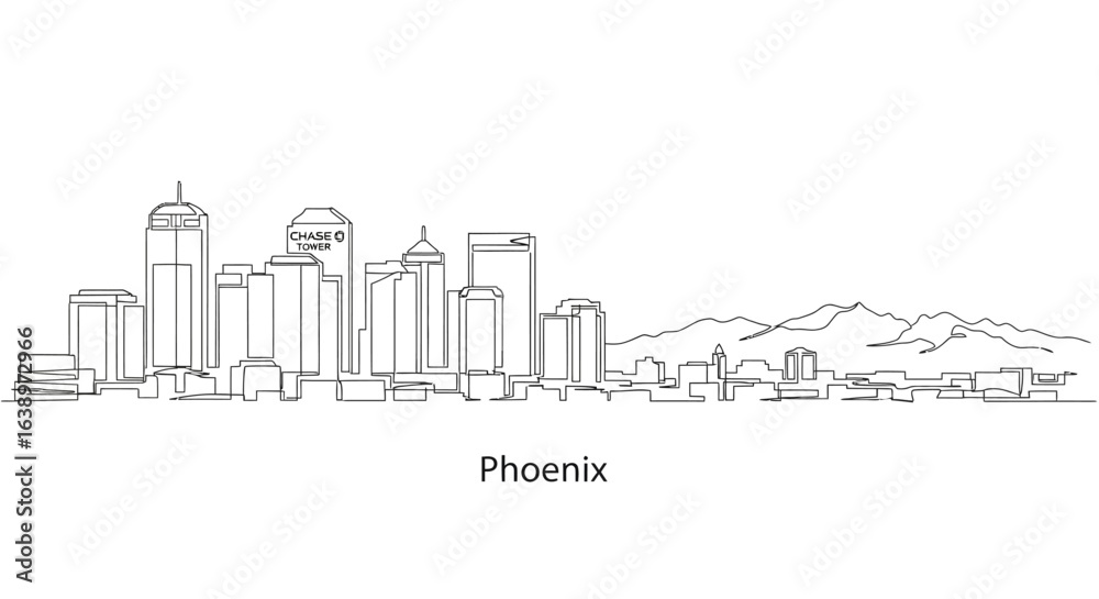 Vector de Stock Phoenix Cityscape Illustration: A minimalistic line ...