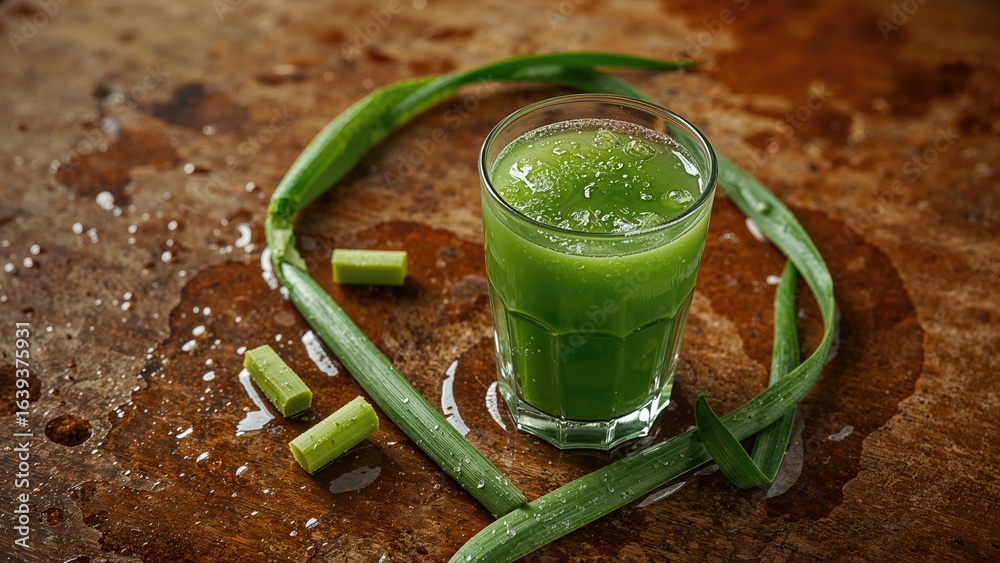 Pandan Leaf and Juice Served as Nutritious Drink on Rustic Wood Stock ...