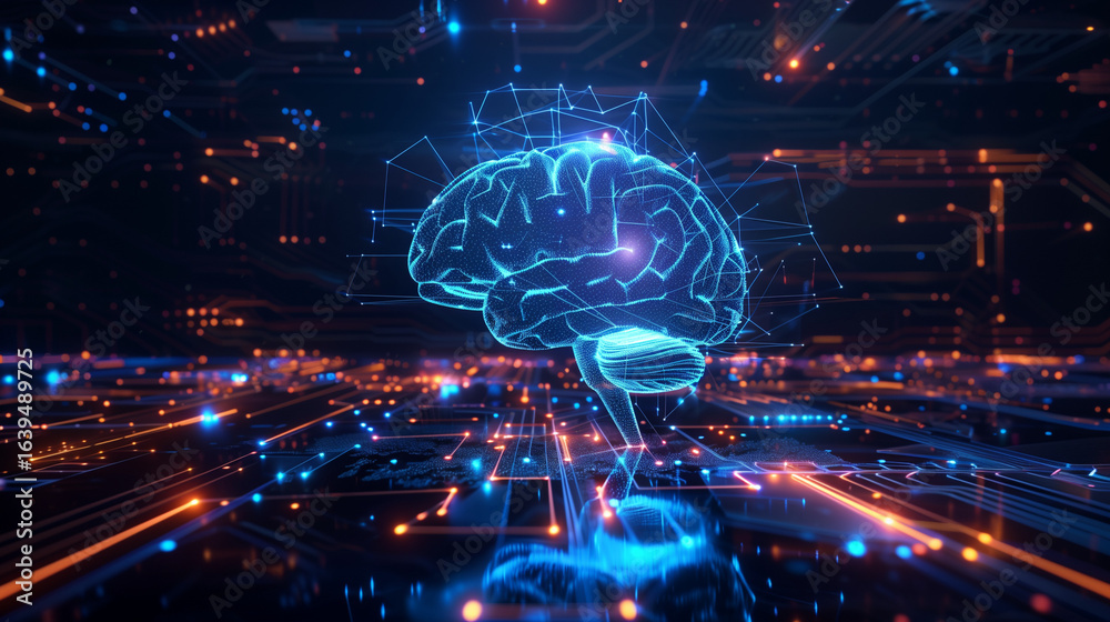 AI Brain Processing with Generative Artificial Intelligence Concept Vouch. AI assistant with LLM ...