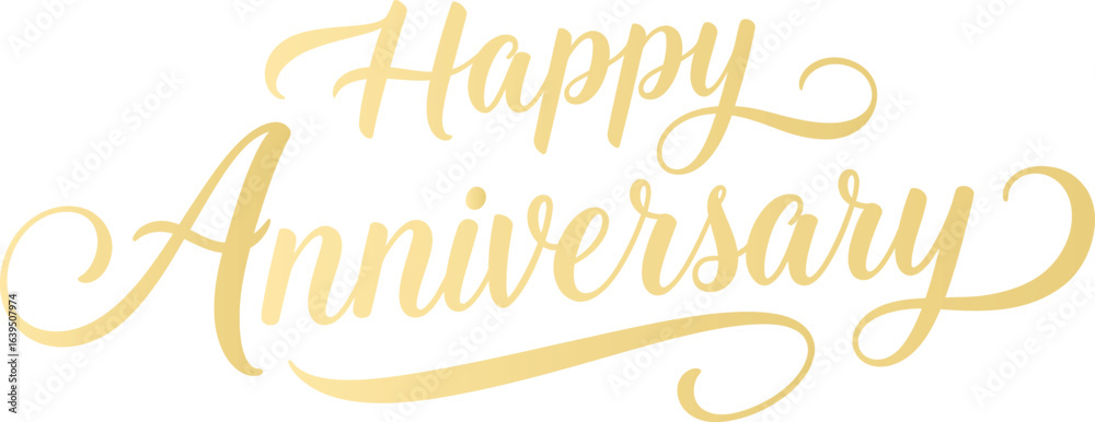 happy anniversary golden cursive text for elegant celebration and ...