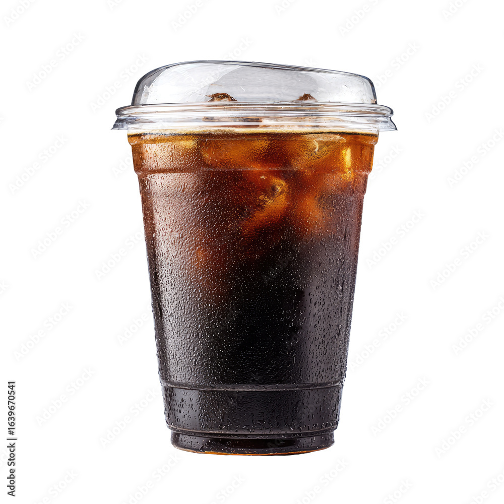 Iced coffee in a clear plastic cup Stock Illustration | Adobe Stock
