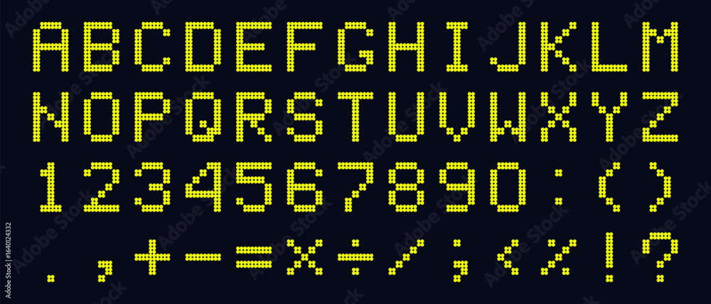 Yellow Digital Dotted Font Letters, Electronic Alphabet, retro text ...
