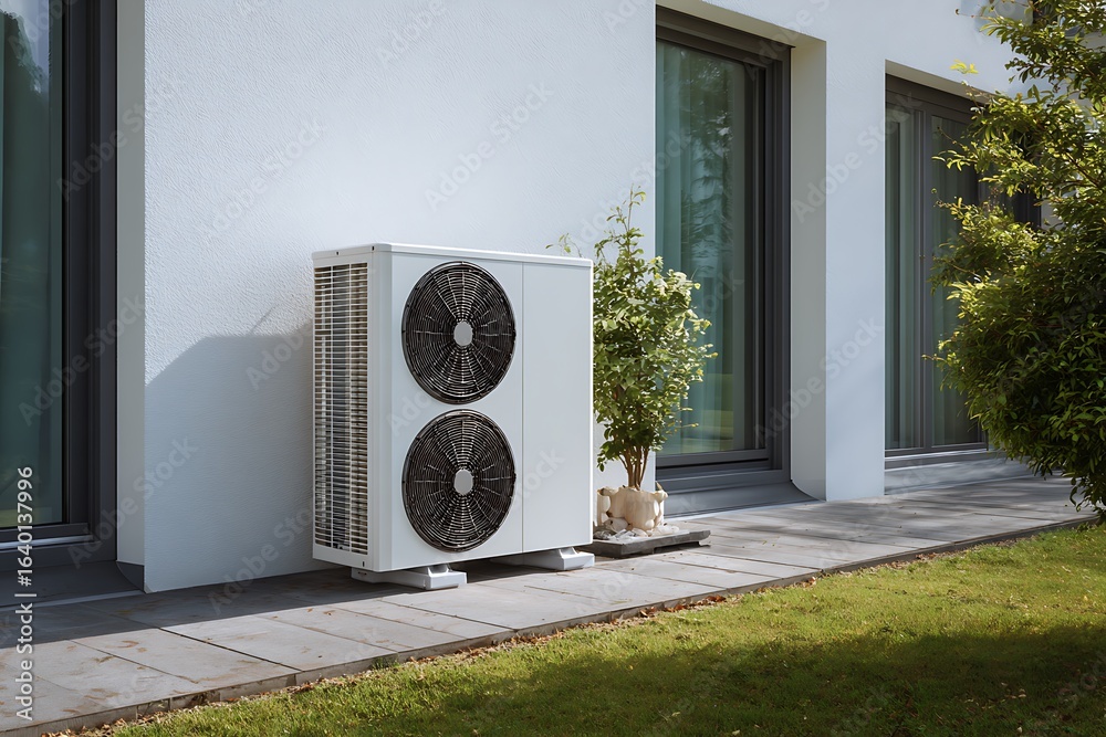 Air source heat pump system installed in residential building Stock ...
