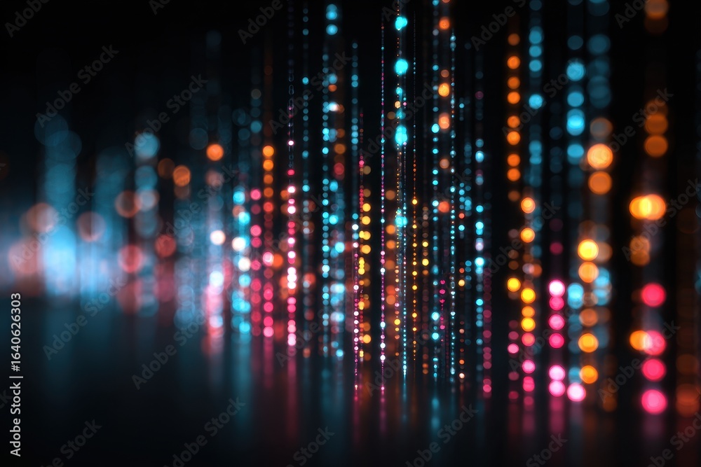 Futuristic data visualization with vibrant colors in a tech environment ...