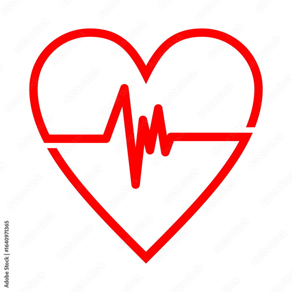 Heartbeat Icons and Variations, ECG Pulse within Heart Symbols, Diverse ...