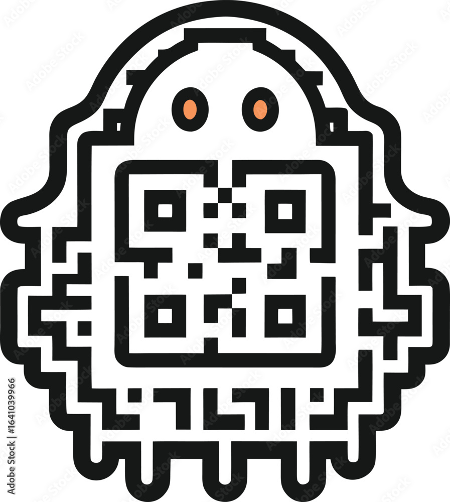 Halloween QR Code QR Code Robot Pixel Art... Stock Vector | Adobe Stock