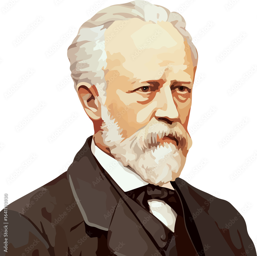 Стокова ілюстрація Illustrated Drawing of Pyotr Ilyich Tchaikovsky ...