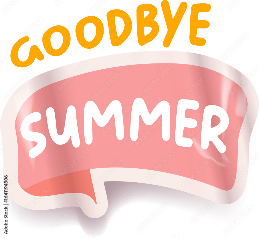 Goodbye summer pink groovy aesthetic sticker design isolated on white ...