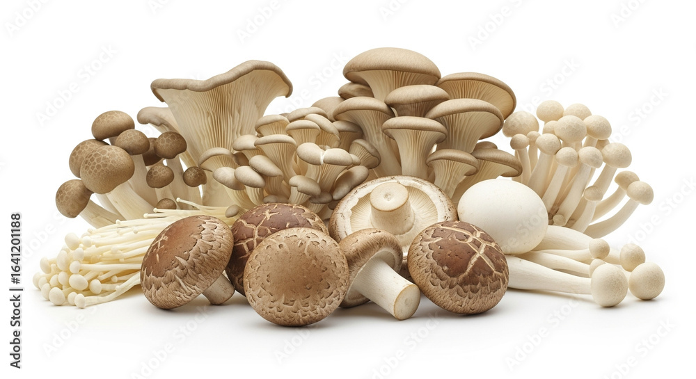 Different types of mushrooms shiitake oyster enoki beech mushroom ...